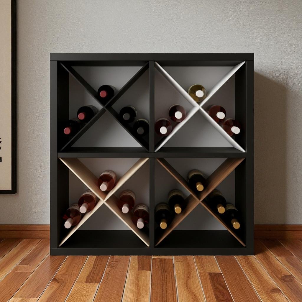 Diagonal Wooden Wine Rack Insert: IKEA Kallax Storage, Rustic Bar ...